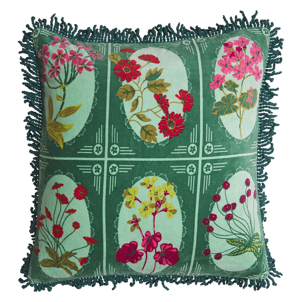 Buy the Gigi Velvet Cushion - Forest Online | VAVOOM