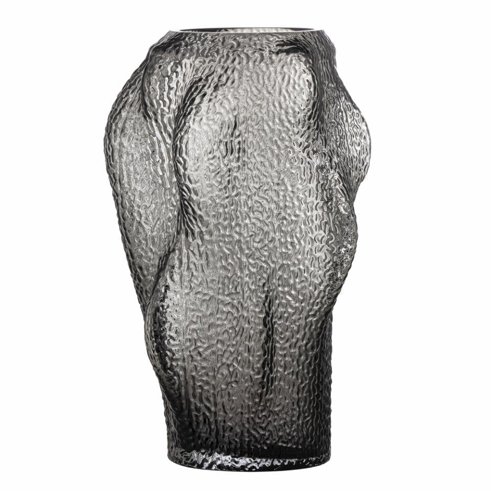 Buy the Khalid Vase Grey Glass Online | VAVOOM